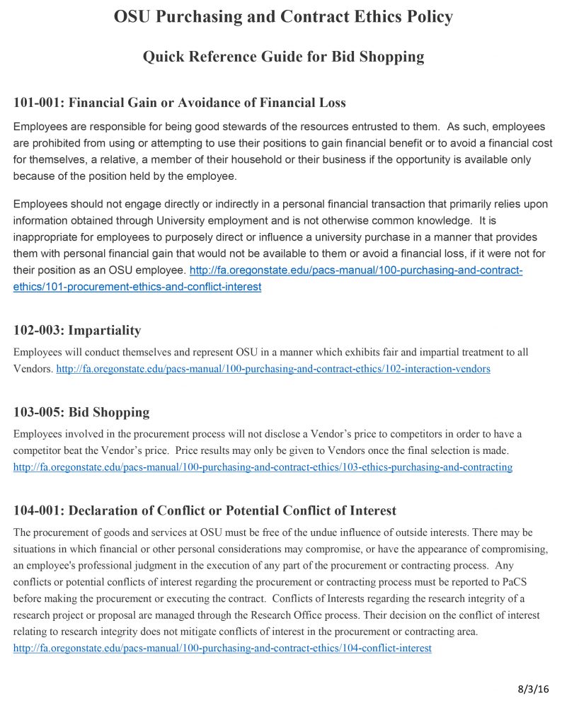 OSU Purchasing and Contact Ethics Policy « The Erlenmeyer Flask