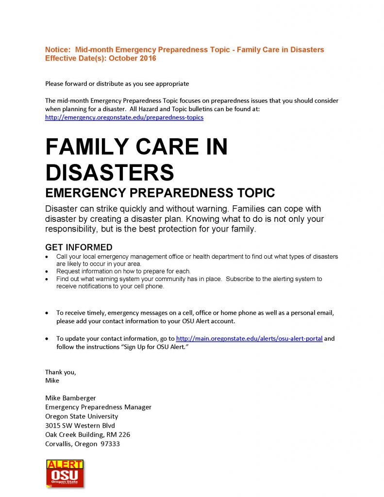 Mid-month Emergency Preparedness Topic – Family Care in Disasters « The ...