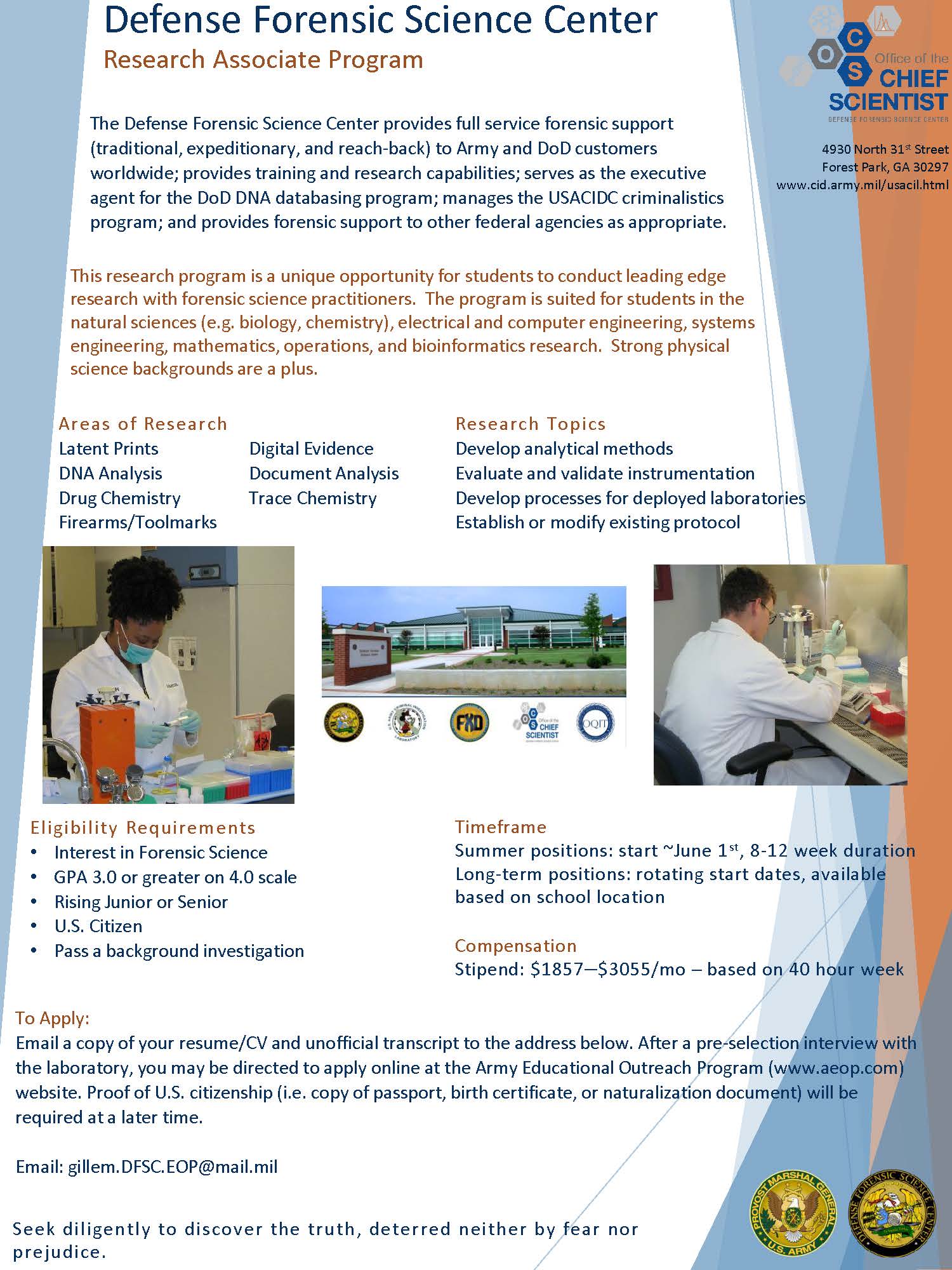 Defense Forensic Science Center – Research Associate Program « The ...