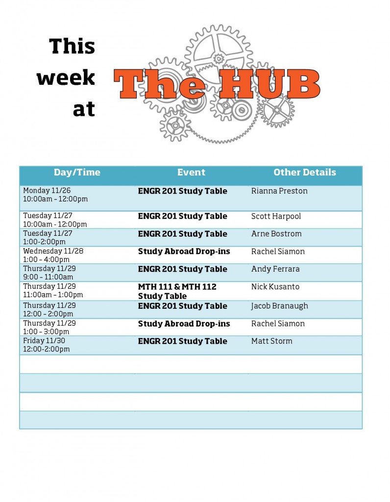This Week @ The HUB – Nov. 26th Edition « The HUBBUB