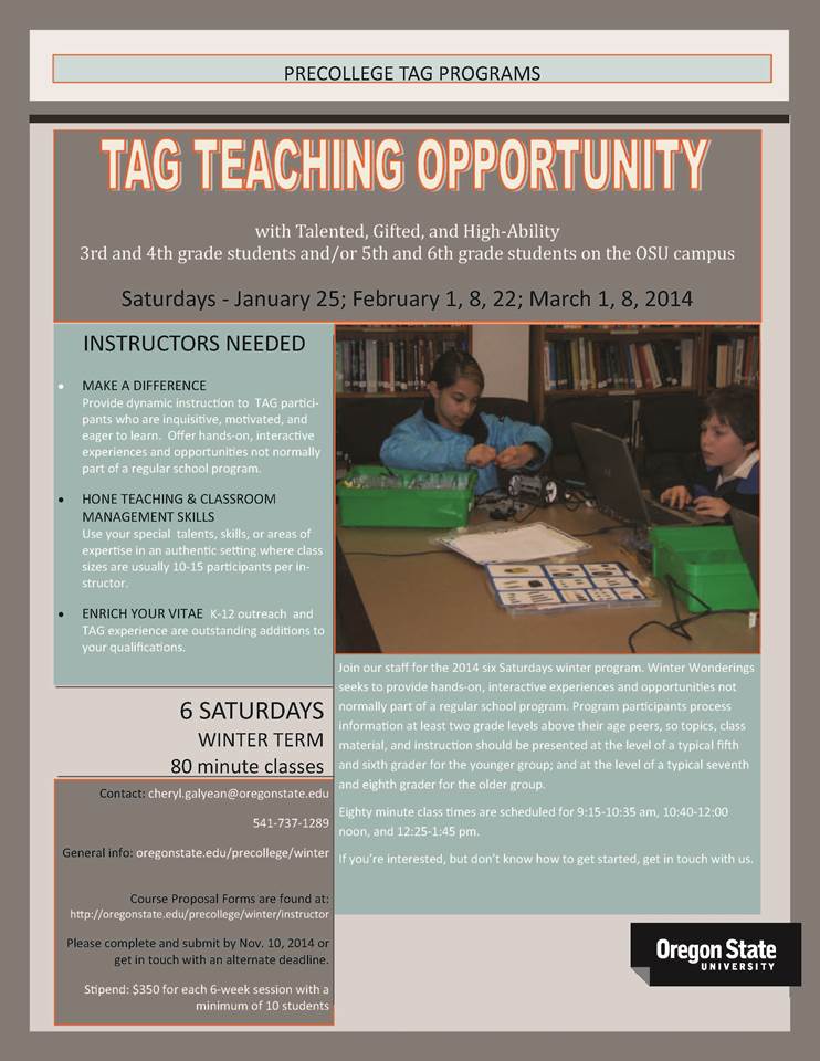 TAG Teaching Opportunity « OSU College of Education