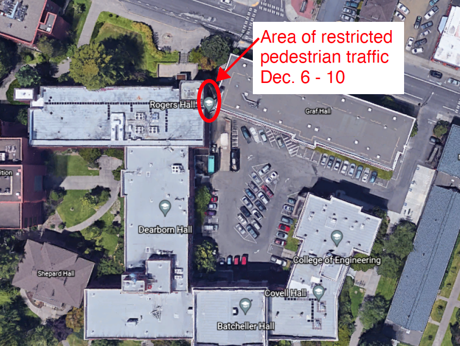 12/6-12/10/2021: Pedestrian bridge work planned between Graf Hall and ...