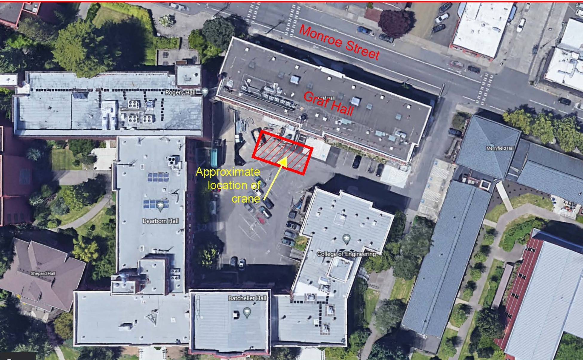 1/6/23: Crane Placement in Graf Hall Parking Lot « OSU Corvallis Campus ...