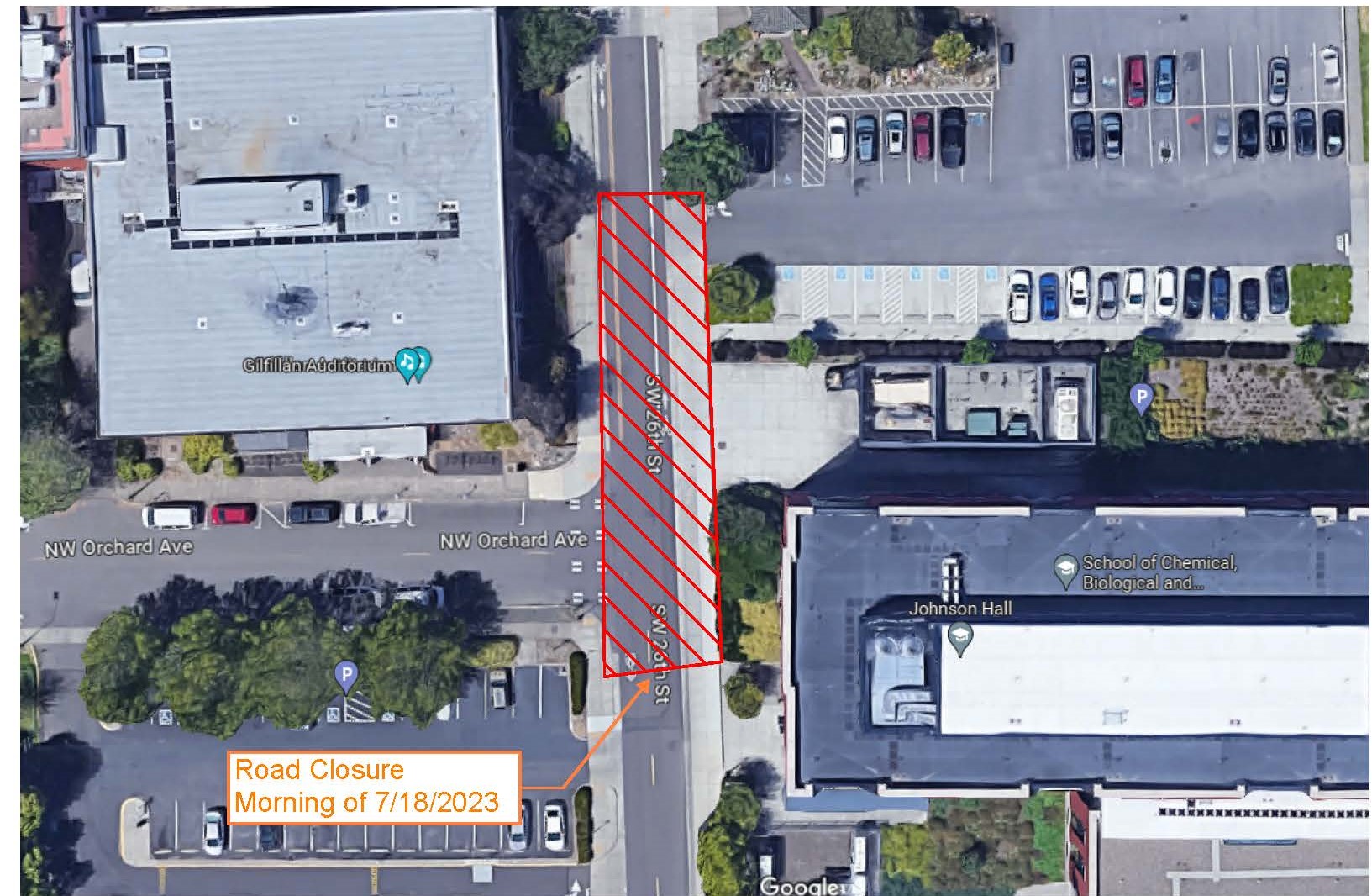 7/18: SW 26th Street CLOSED at NW Orchard Ave Near Johnson Hall « OSU ...