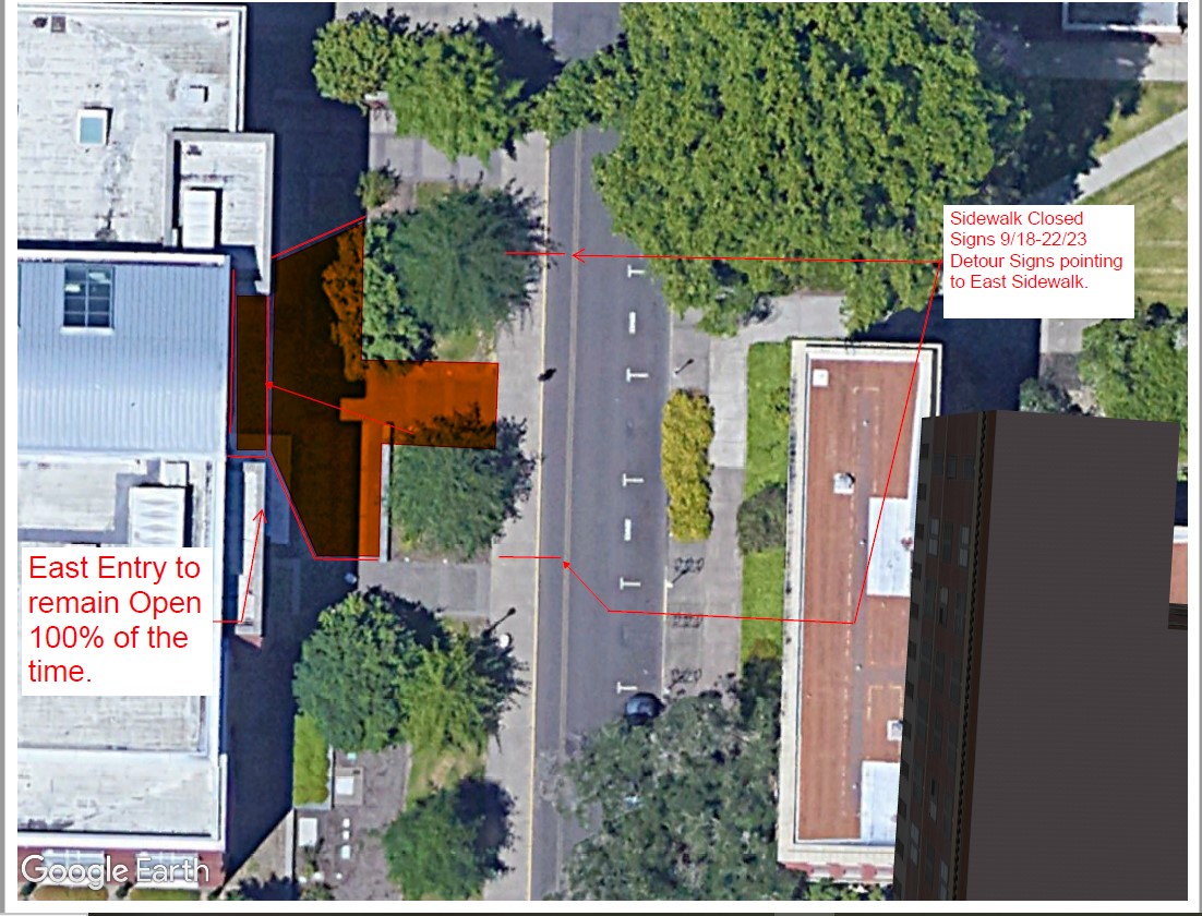 9/18 – 9/22: Sidewalk Closure at East Entrance of Kelley Engineering ...