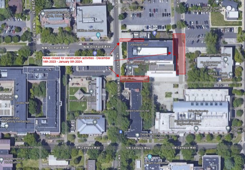 12/15-1/5/24: Sidewalk closures near Johnson Hall on north, south and ...