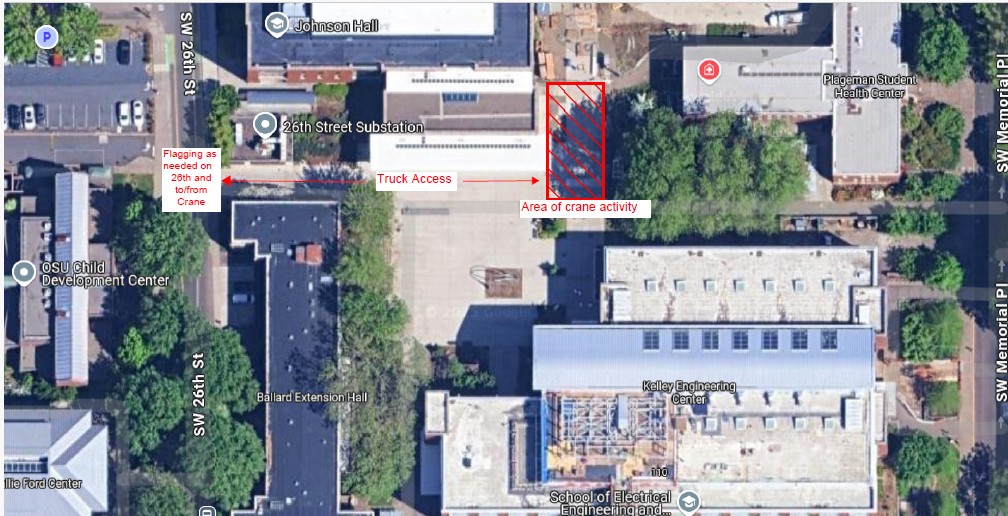 7/22 – Crane Activity, Traffic Flagging on 26th St. Near Johnson Hall ...