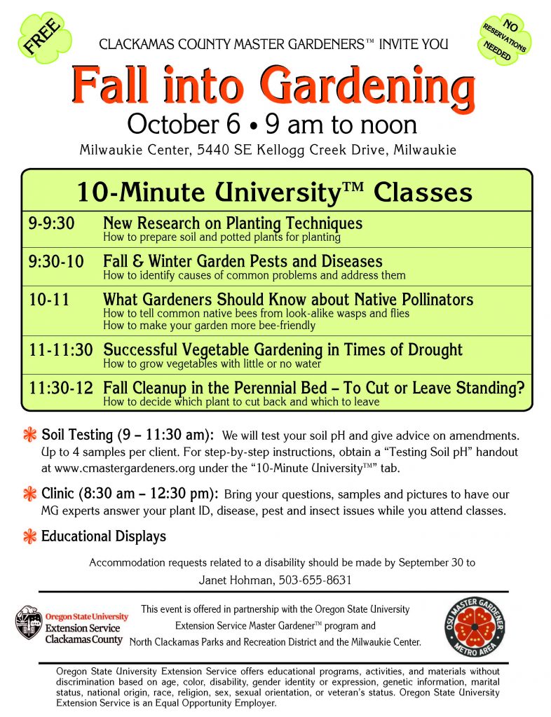 Fall Into Gardening « OSU Extension Service Metro-area Master Gardener ...