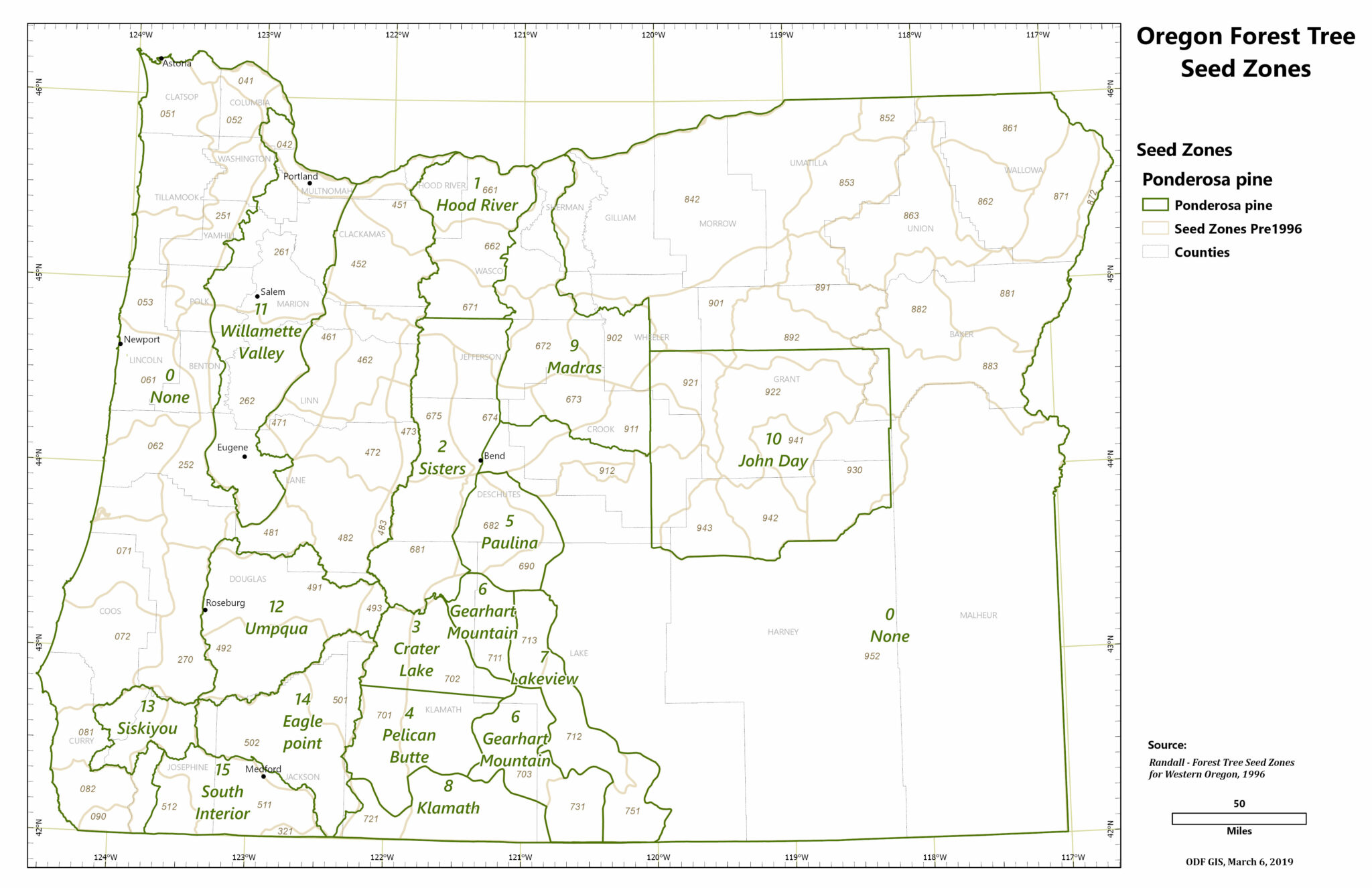 Seed Zone Maps of Oregon – Oregon Forest Management Planning