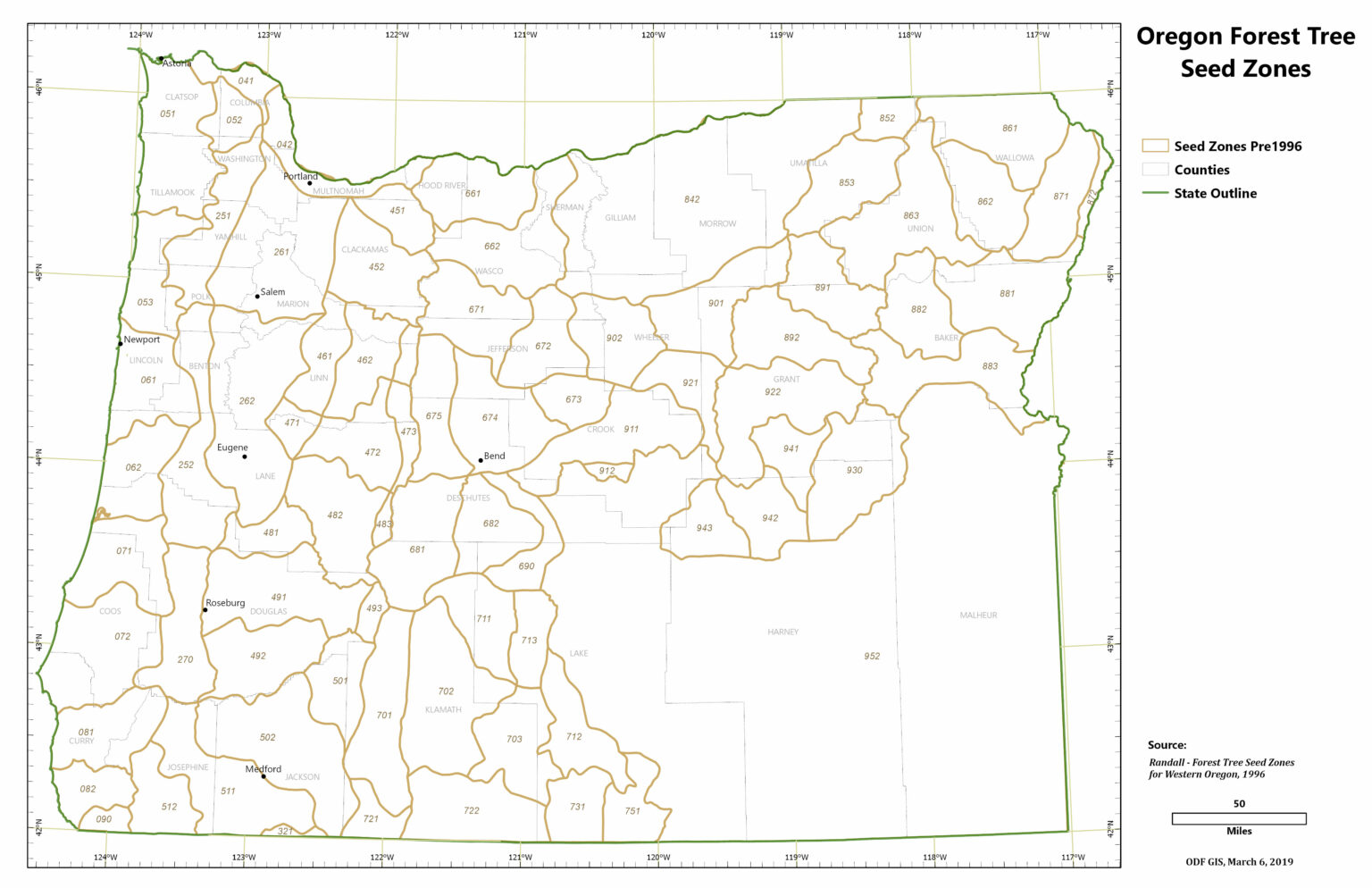 Seed Zone Maps of Oregon – Oregon Forest Management Planning