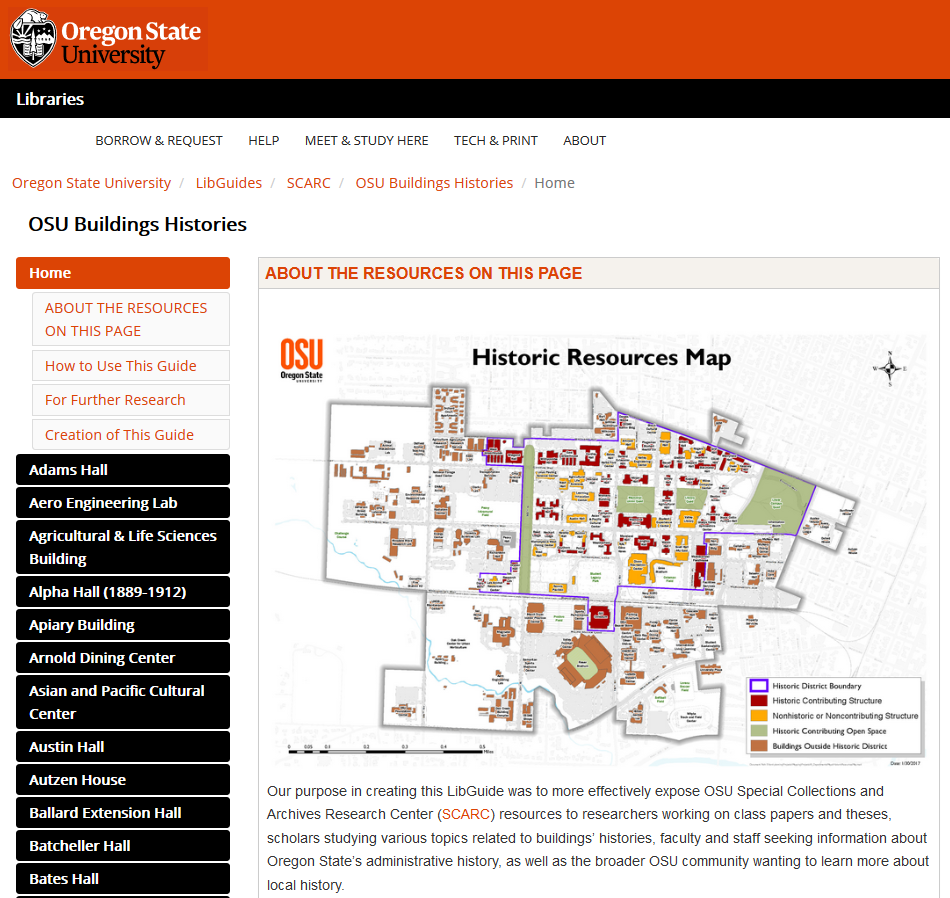 OSU Buildings Histories LibGuide Creation Internship | Special ...
