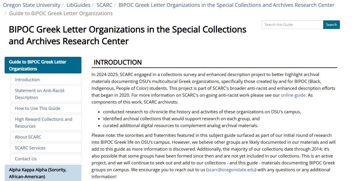 BIPOC Greek Letter Organizations in SCARC Research Guide! | Special ...