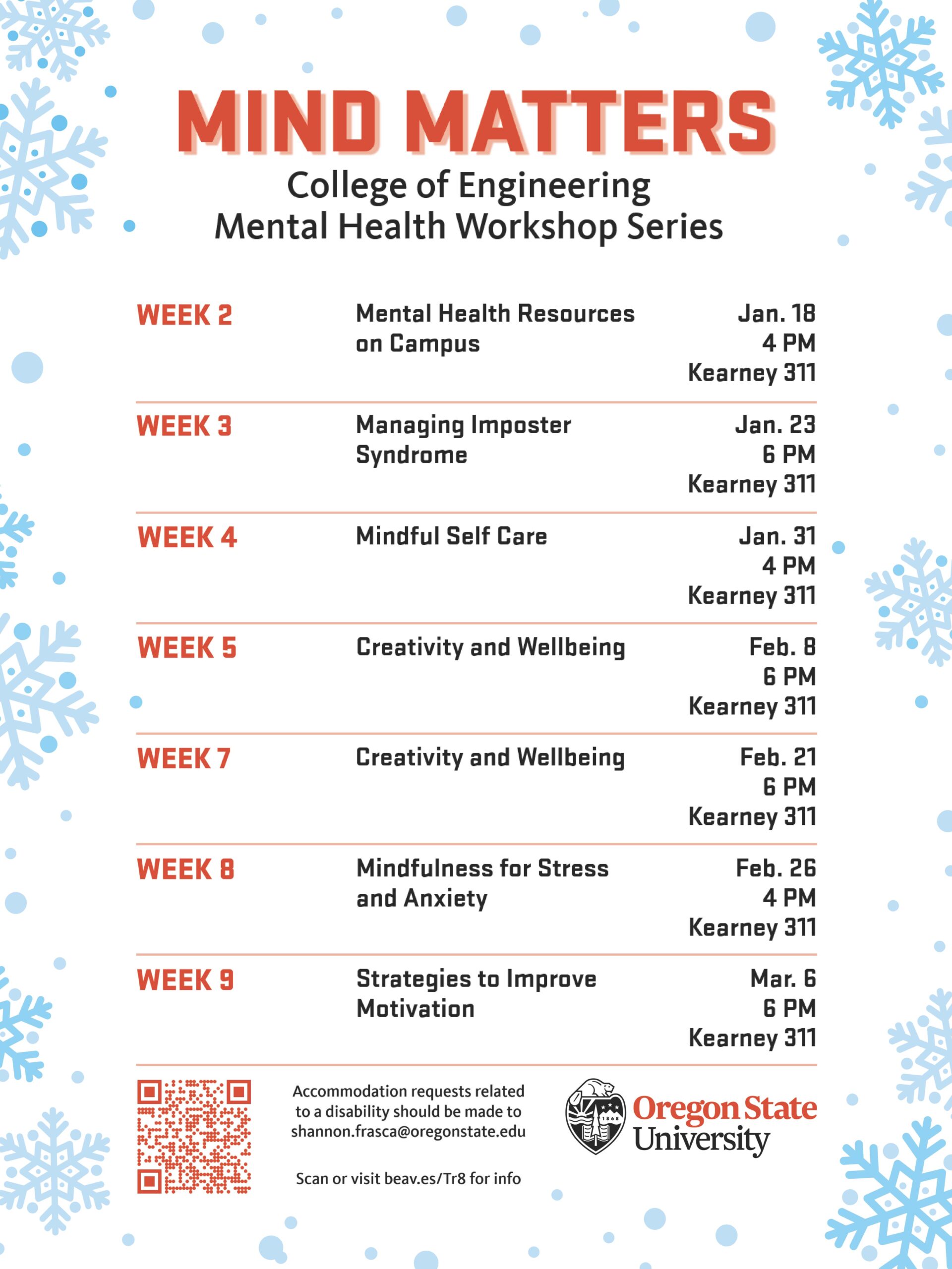Winter 2024 Mind Matters Workshop Schedule! | The Mindful Engineer